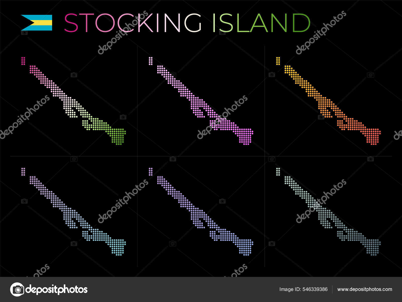 Stocking Island mapa punteado conjunto Mapa de Stocking Island en ...