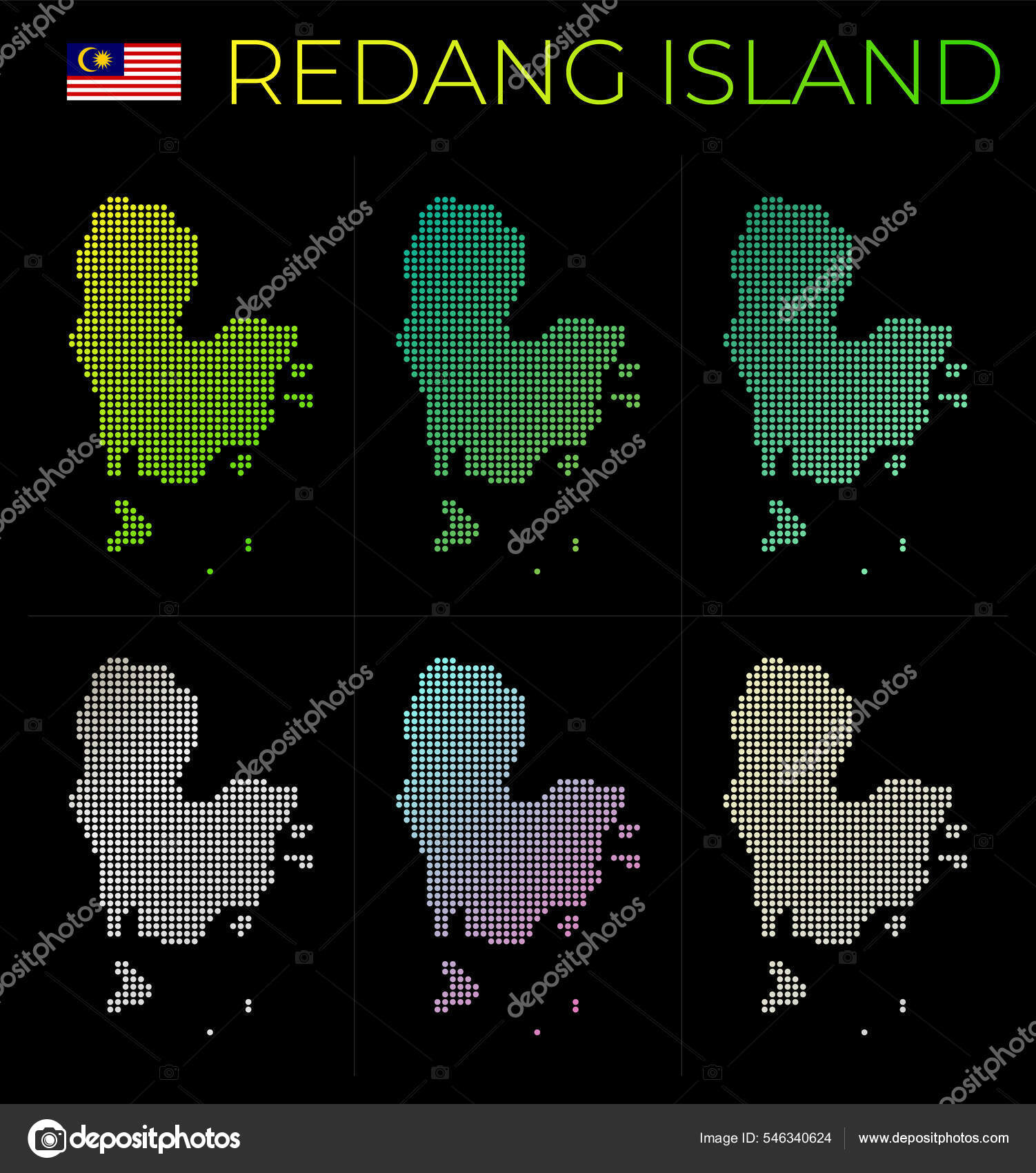 Redang Island dotted map set Map of Redang Island in dotted style ...