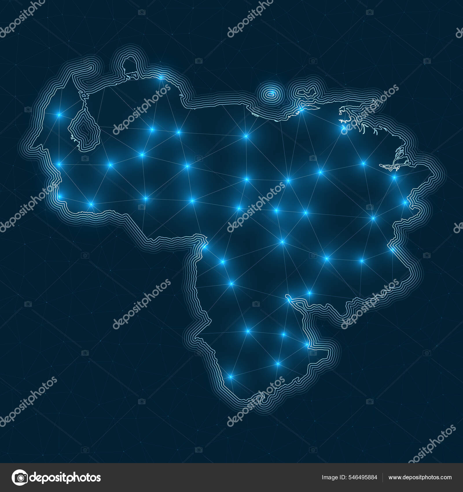 Venezuela mapa de red Mapa geométrico abstracto del país Conexiones ...