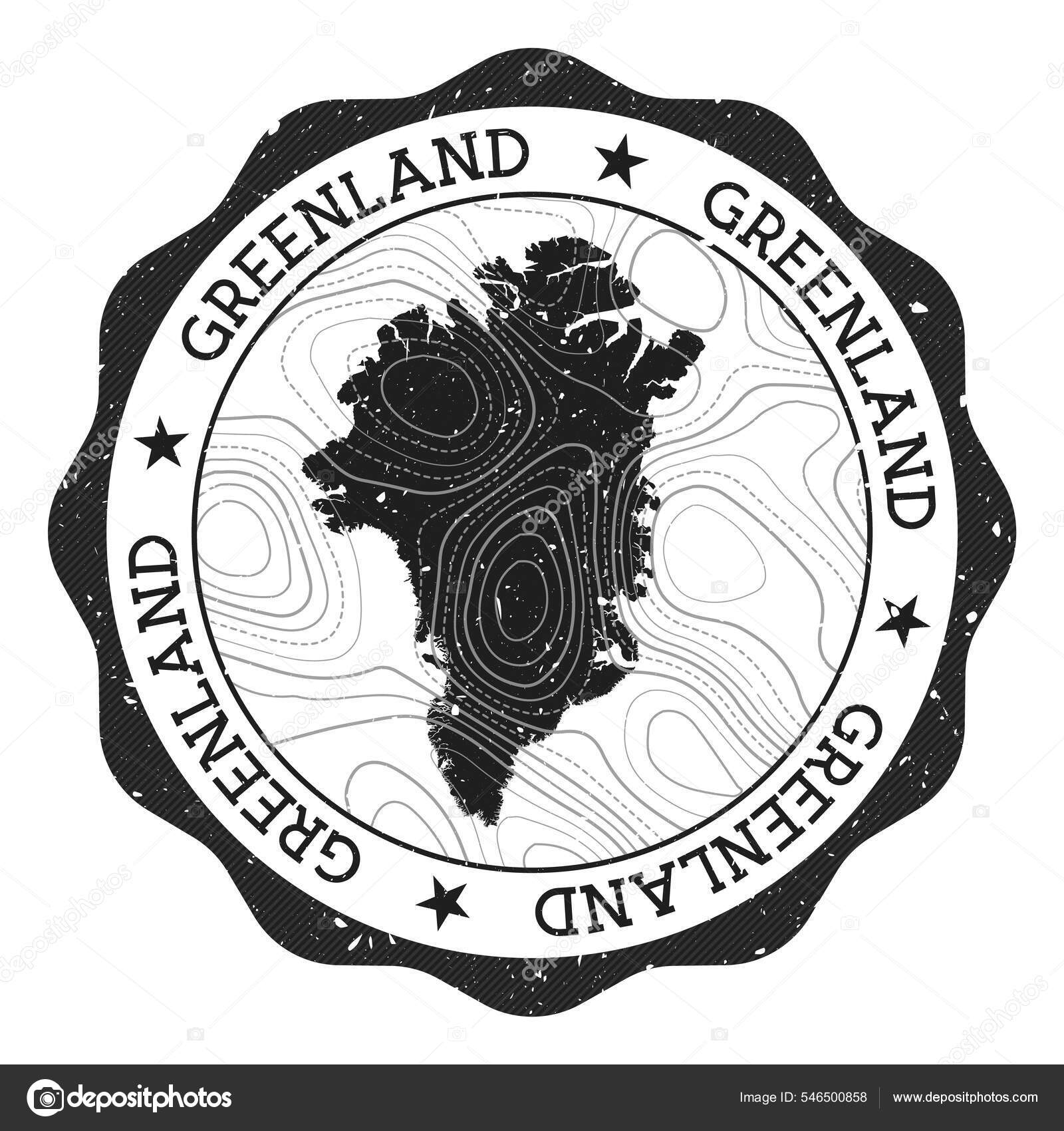 Greenland outdoor stamp Round sticker with map of country with ...