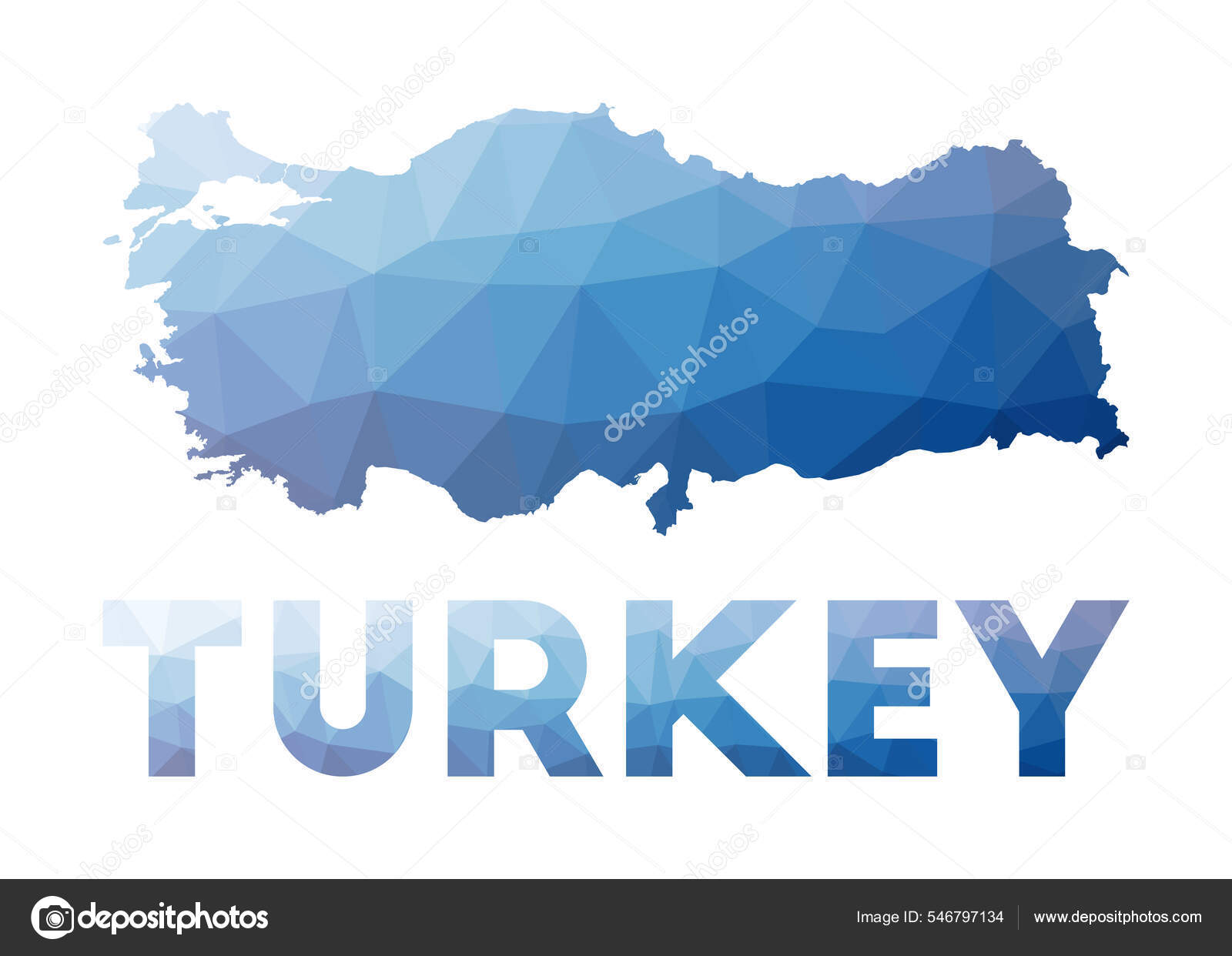 Mapa poligonal bajo de Turquía Ilustración geométrica del país Turquía ...