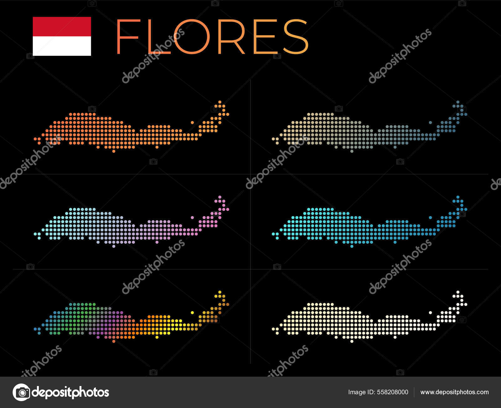 Flores dotted map set Map of Flores in dotted style Borders of the ...