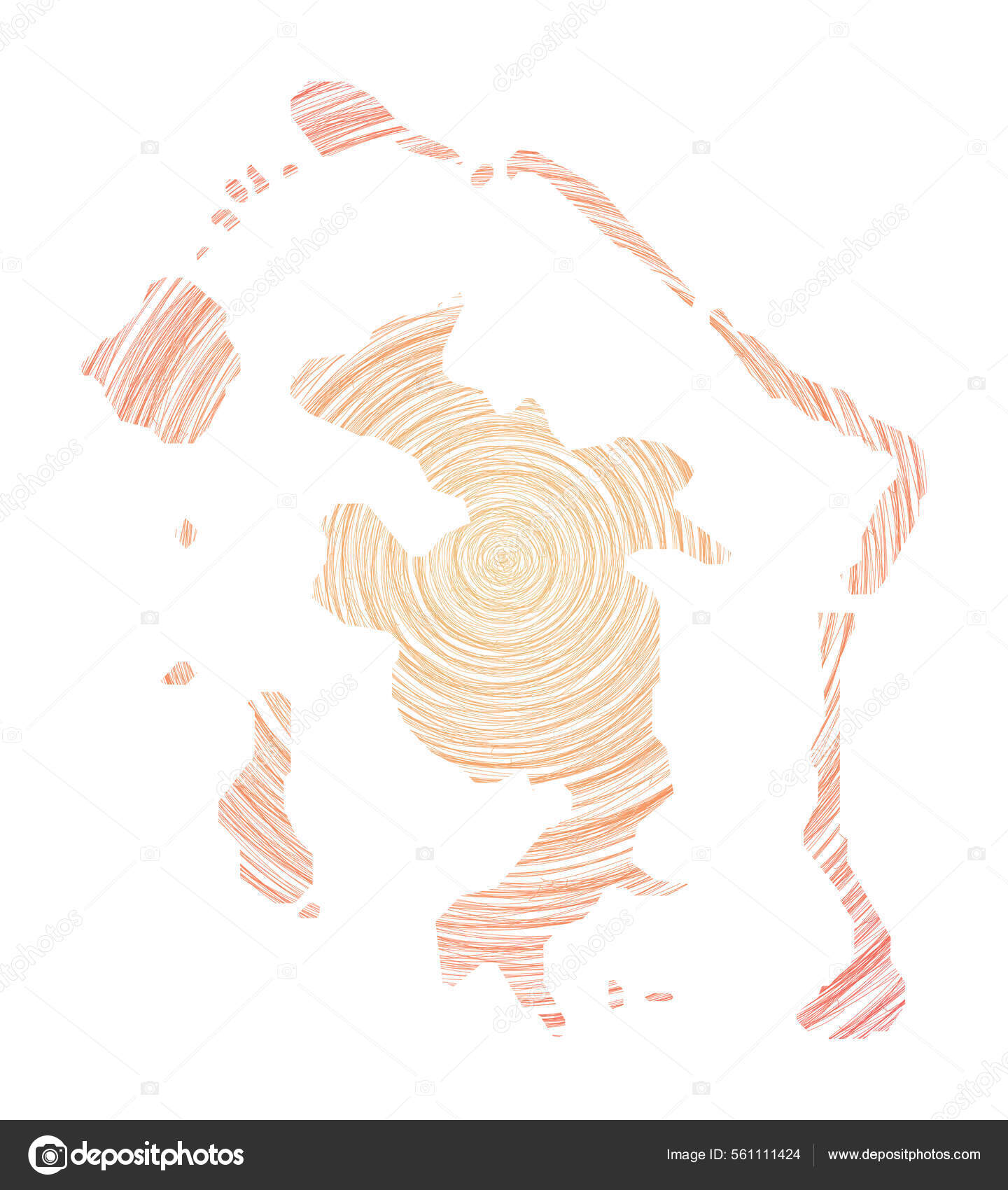 Bora Bora map filled with concentric circles Sketch style circles in ...