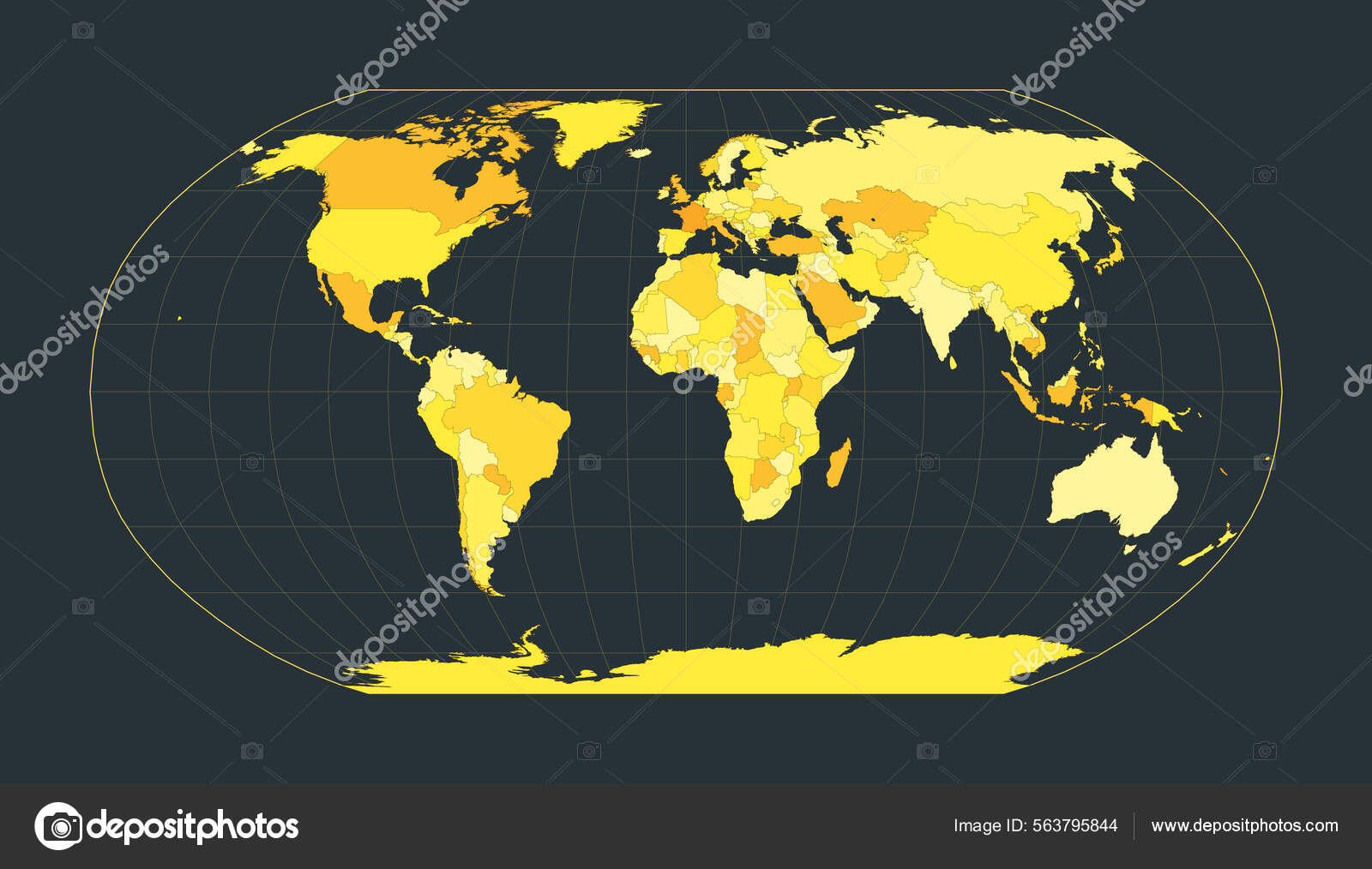 World Map Robinson Projection Futuristic World Illustration Your ...