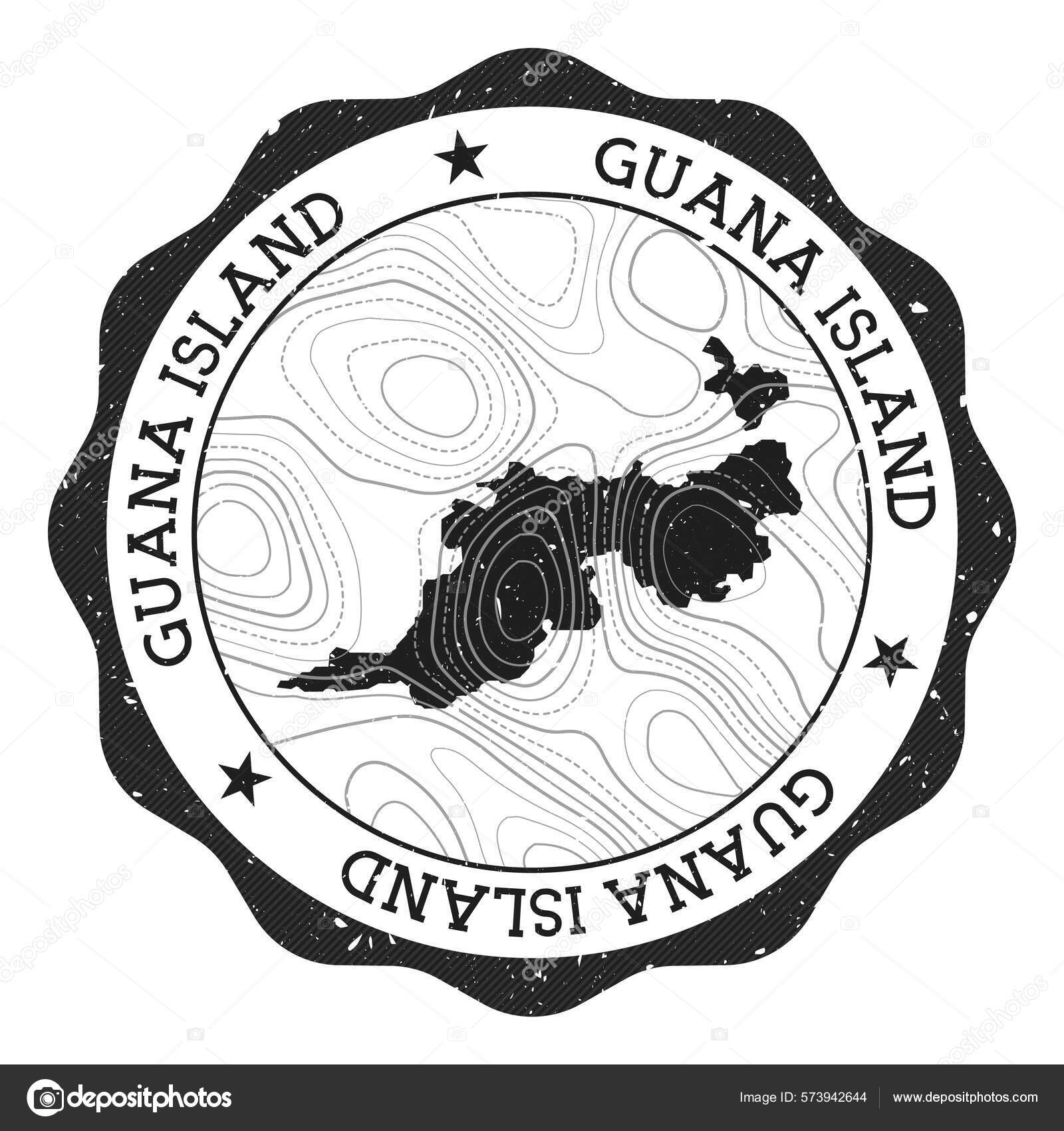 Guana Island Outdoor Stamp Sticker Map Topographic Isolines Vector ...