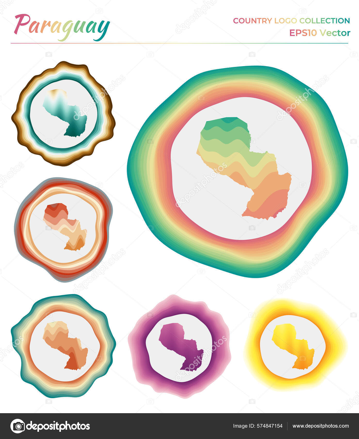 Colección Logo Paraguay Insignia Colorida Del País Capas Alrededor ...