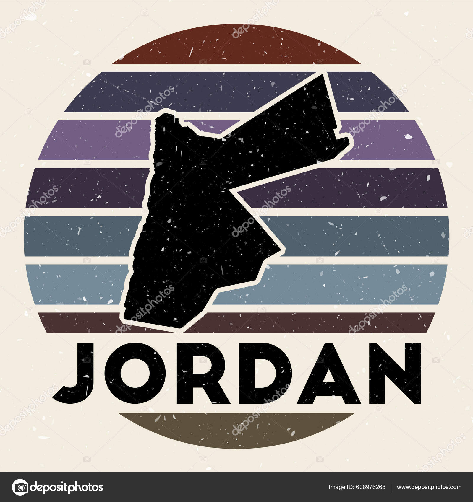 Jordan Logo Sign Map Country Colored Stripes Vector Illustration Can ...