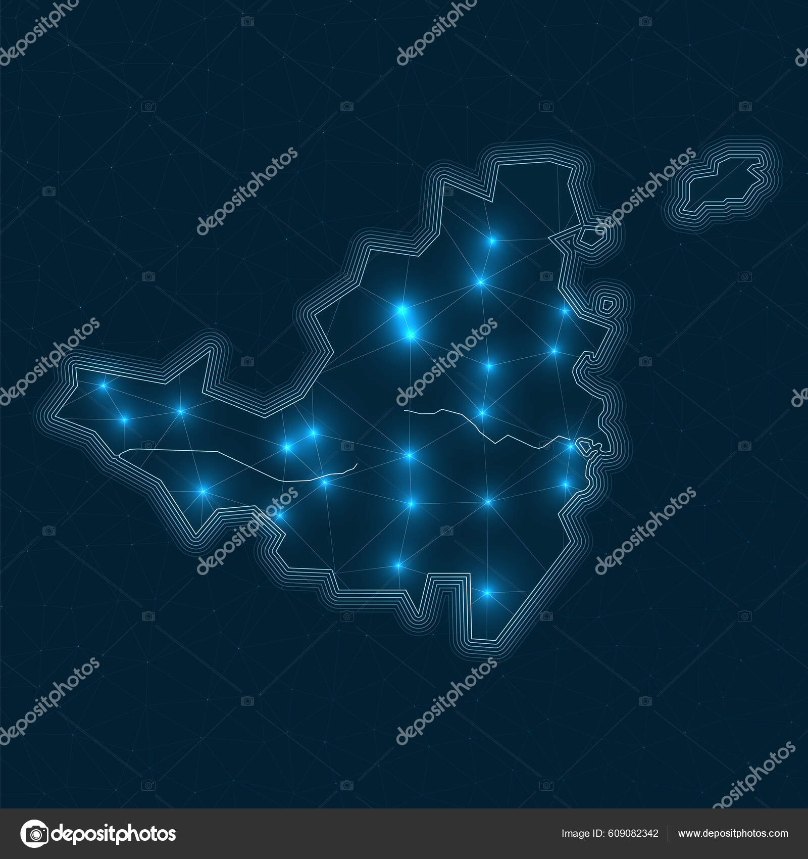 Saint Martin Network Map Abstract Geometric Map Island Digital ...