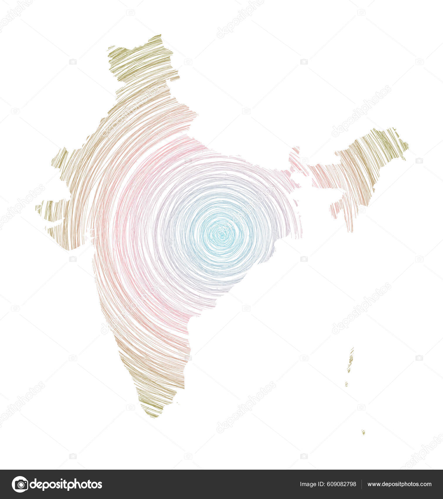 India Map Filled Concentric Circles Sketch Style Circles Shape Country ...
