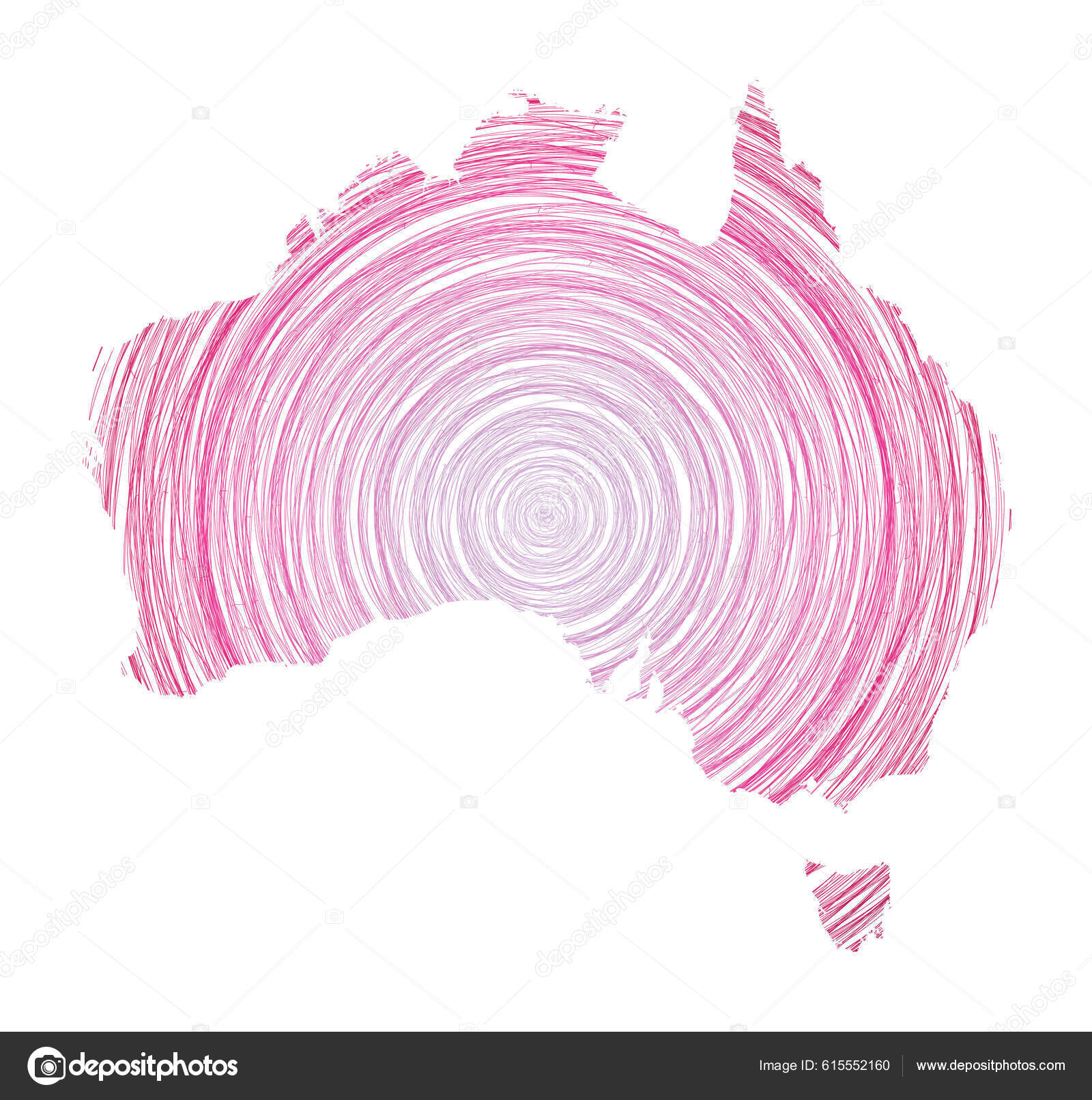 Australia Map Filled Concentric Circles Sketch Style Circles Shape ...