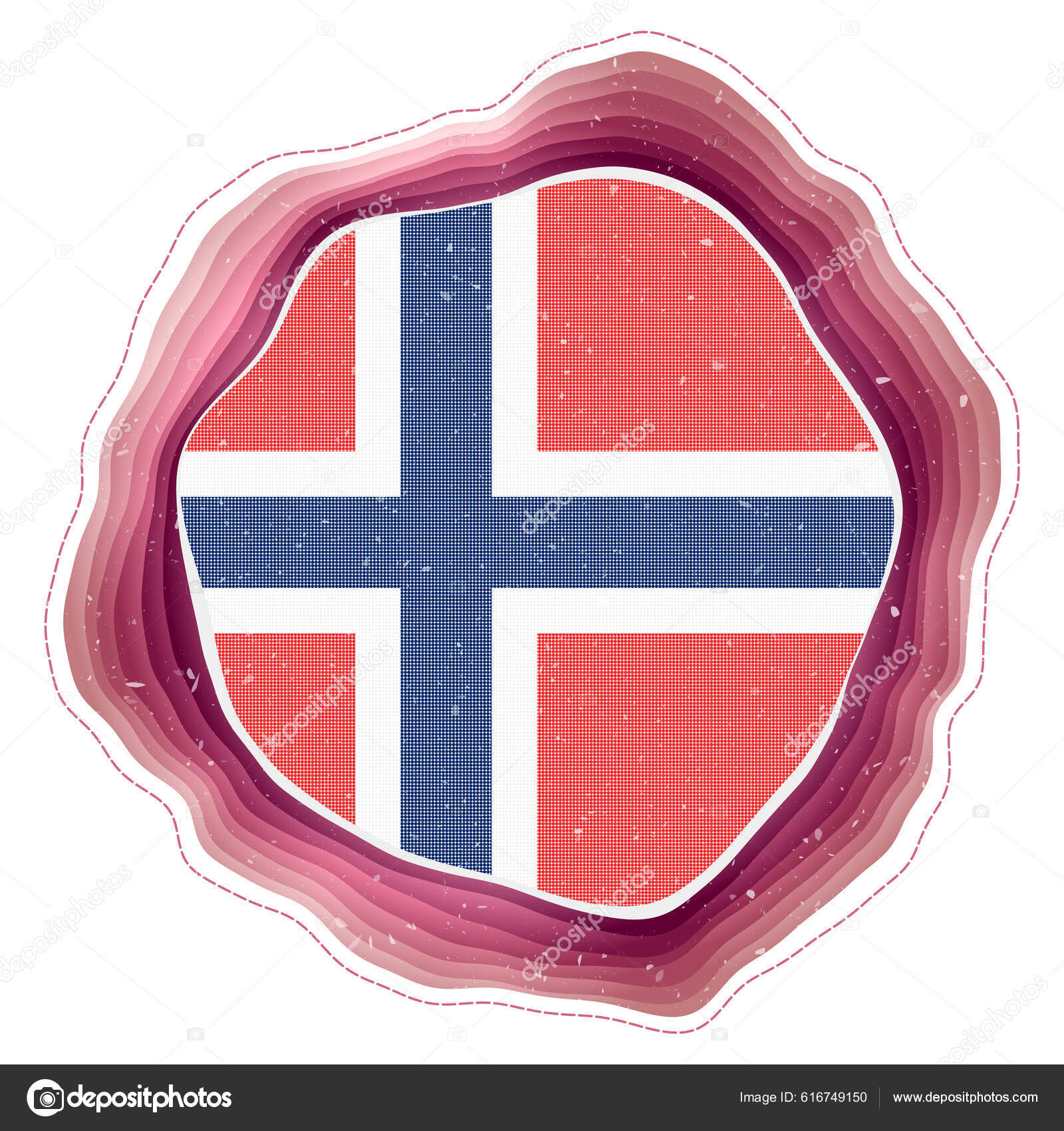 Norway Flag Frame Badge Country Layered Circular Sign Norway Flag Stock ...