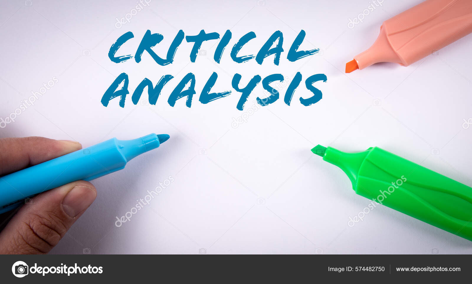 Download - Critical Analysis. Text and colored markers on a white table ...