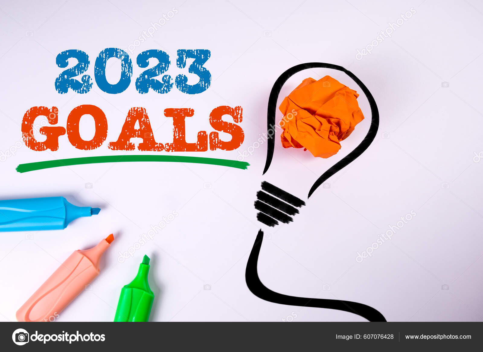 2023 Goals Concept Colored Markers White Background Stock Photo by ...