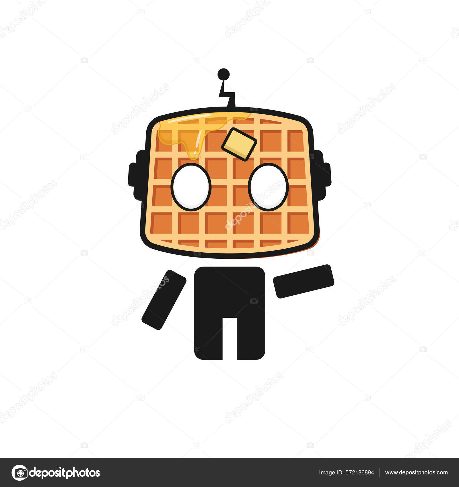 Waffle Bot Logo Cartoon Illustration Roboter Stock-Vektorbild von ...