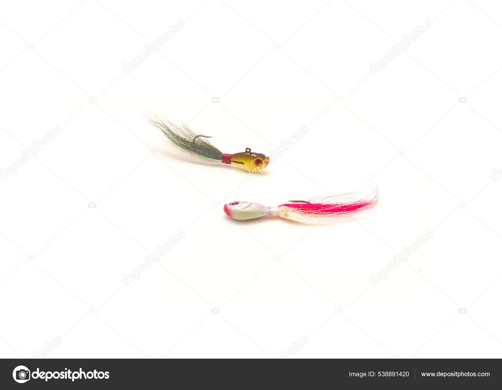 Two Bucktail Jig Heads Lure Hydrodynamic Head Oversized Painted Eyes ...