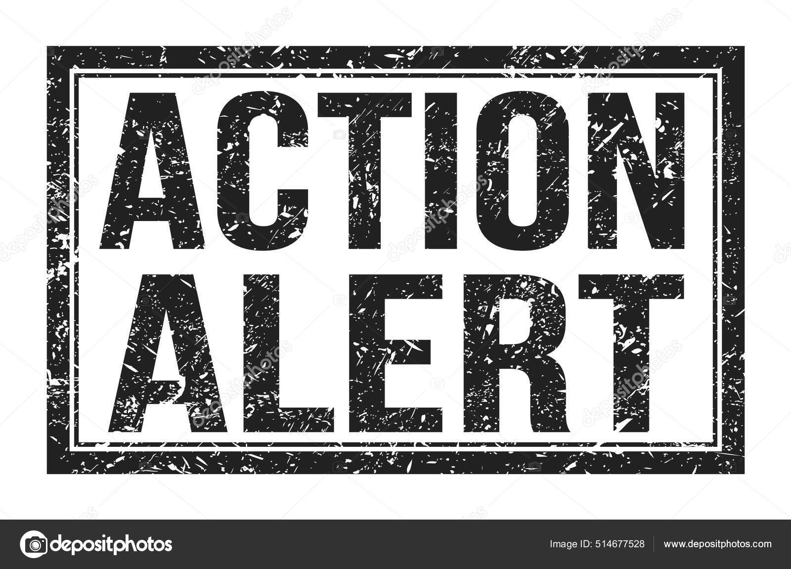 Action Alert Words Written Black Rectangle Stamp Sign Stock Photo by ...