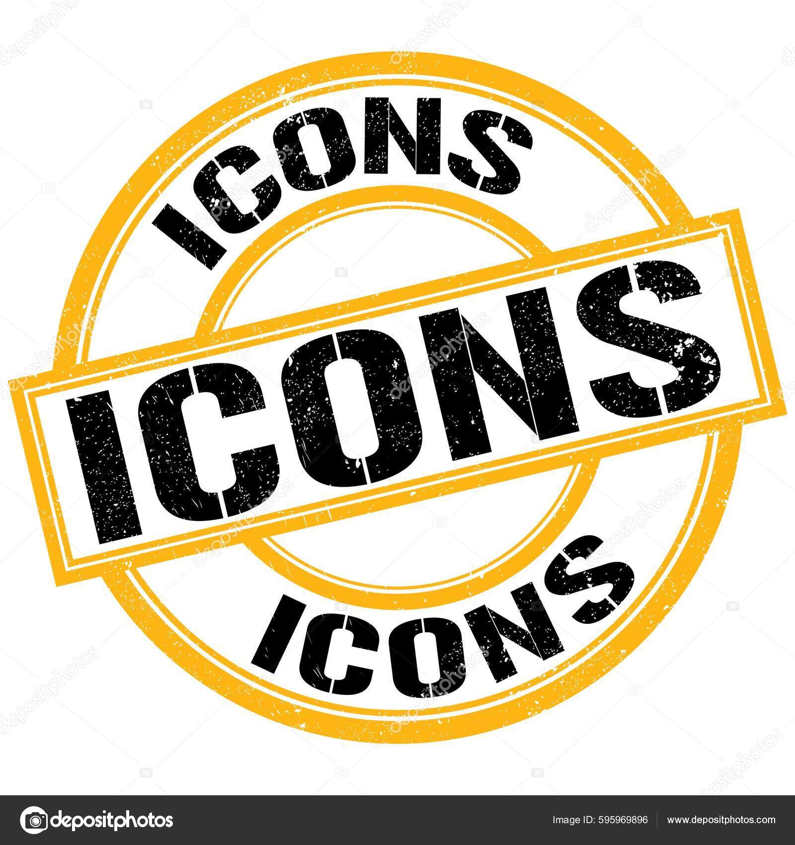 Icons Text Written Yellow Black Stamp Sign — Stock Photo © outchill ...