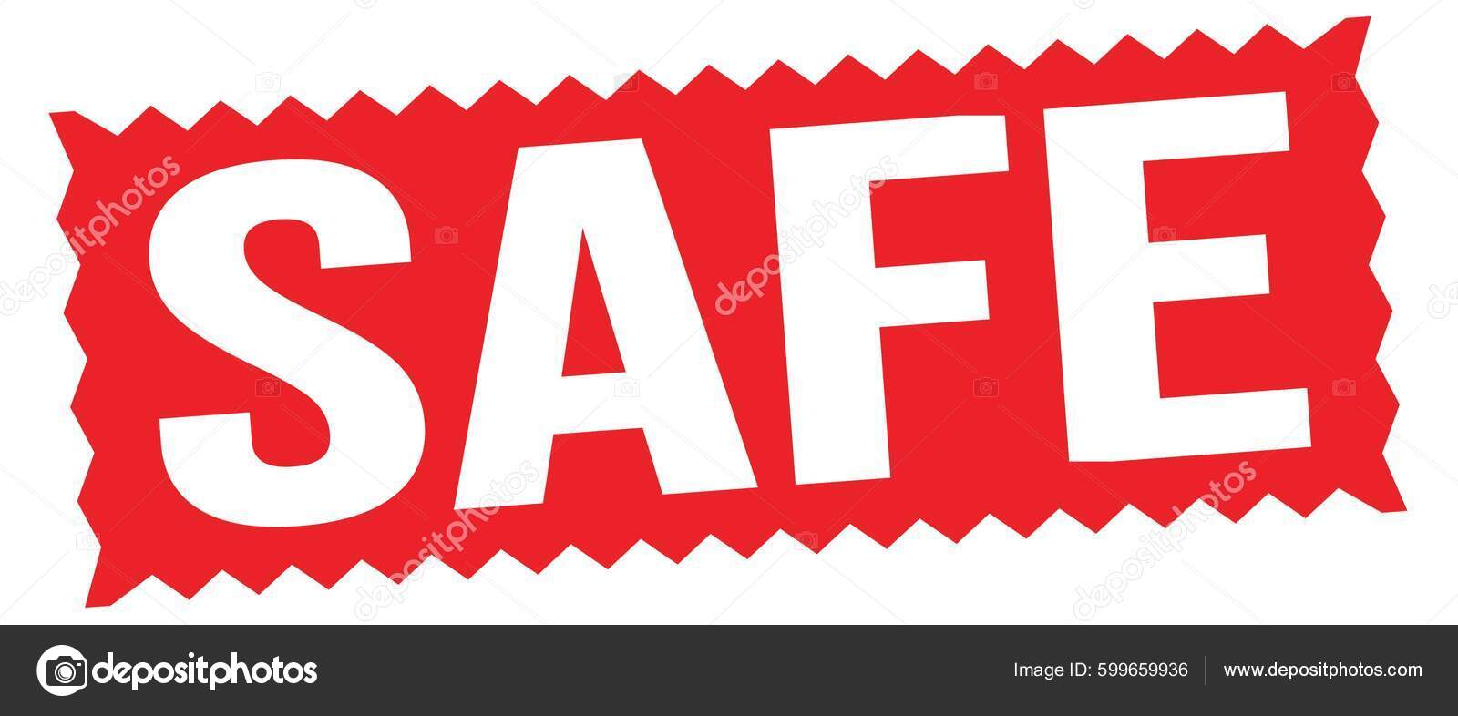 Safe Text Written Red Zig Zag Stamp Sign — Stock Photo © outchill ...