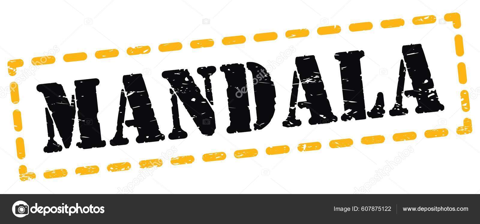 Mandala Text Written Yellow Black Dash Stamp Sign — Stock Photo ...