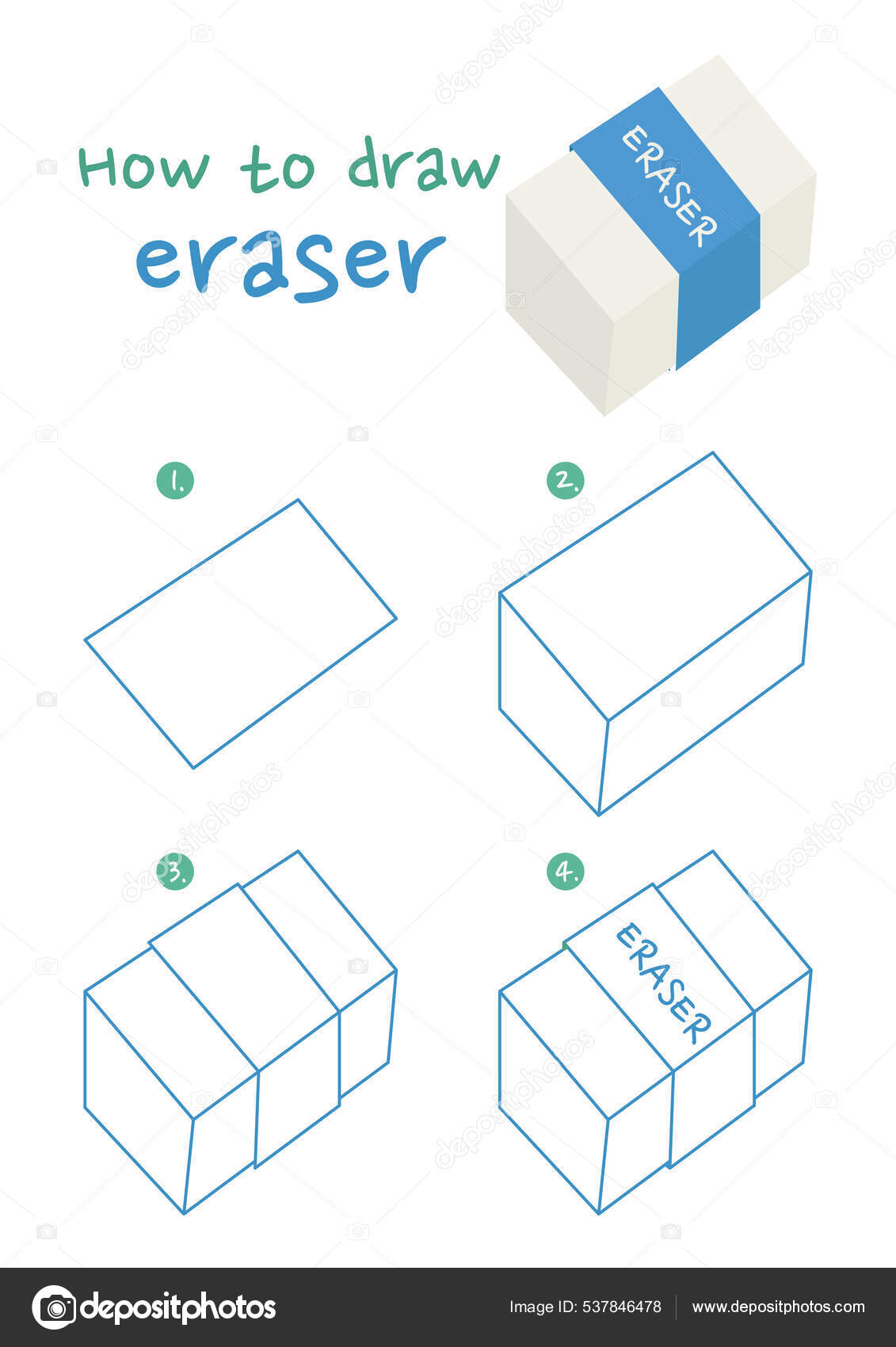 How Draw Eraser Vector Illustration Draw Eraser Step Step Eraser Stock ...