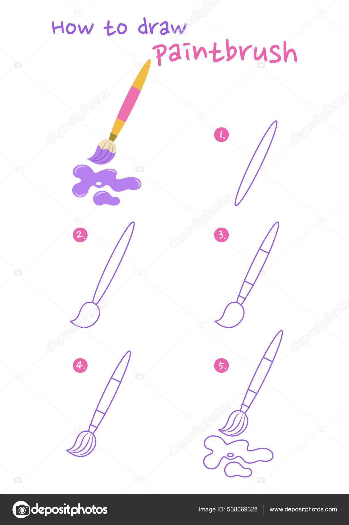 Cómo Dibujar Una Ilustración Vectorial Pincel Dibuja Pincel Paso Paso ...