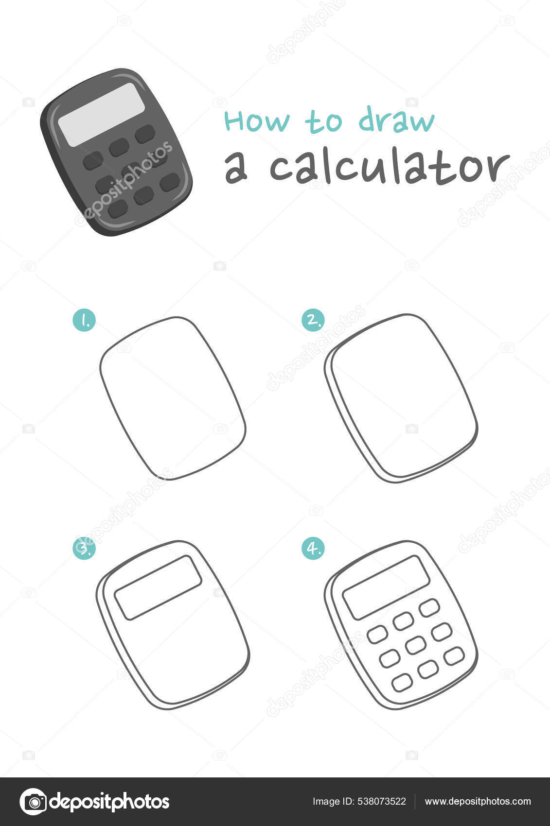 How Draw Calculator Vector Illustration Draw Calculator Step Step ...