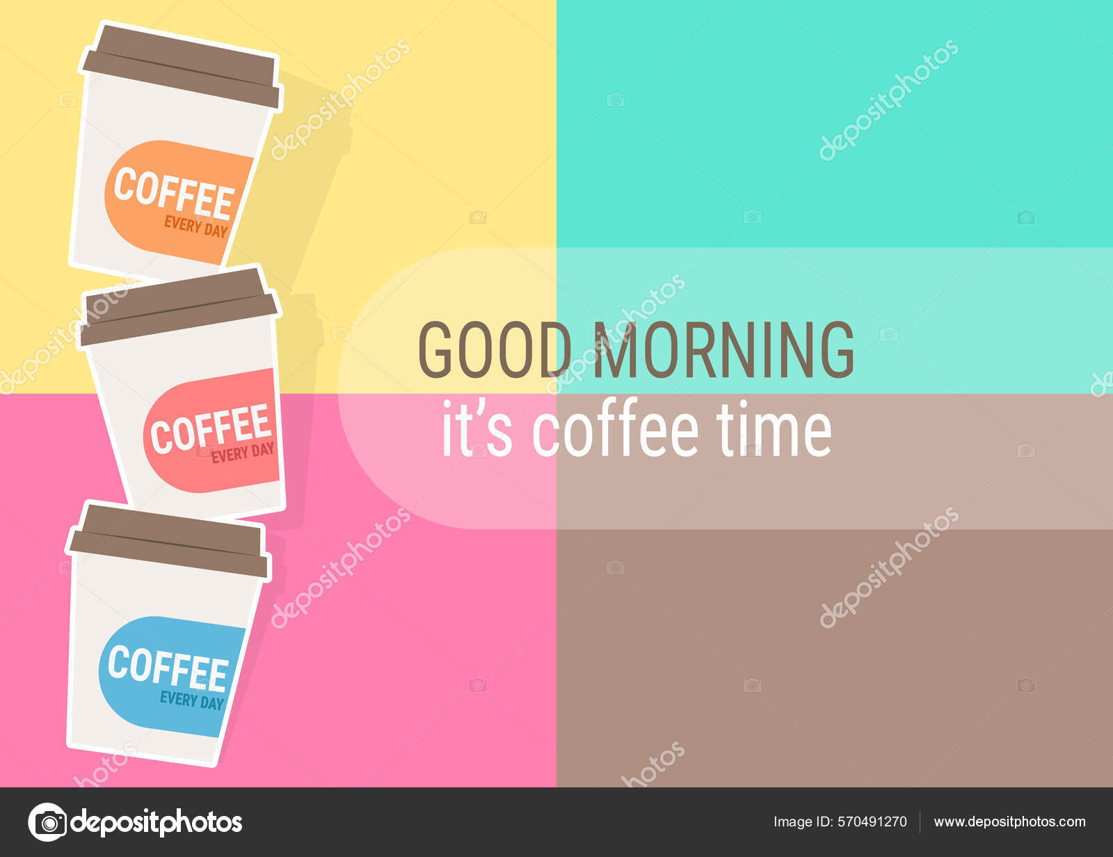 Good Morning Coffee Time Vector Illustration Pastel Background Coffee ...