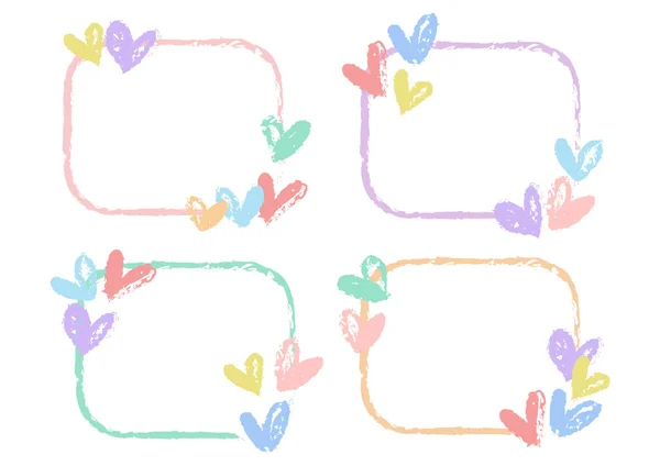 Set Cute Pastel Crayon Drawing Frames Set Cute Pastel Flowers Stock ...