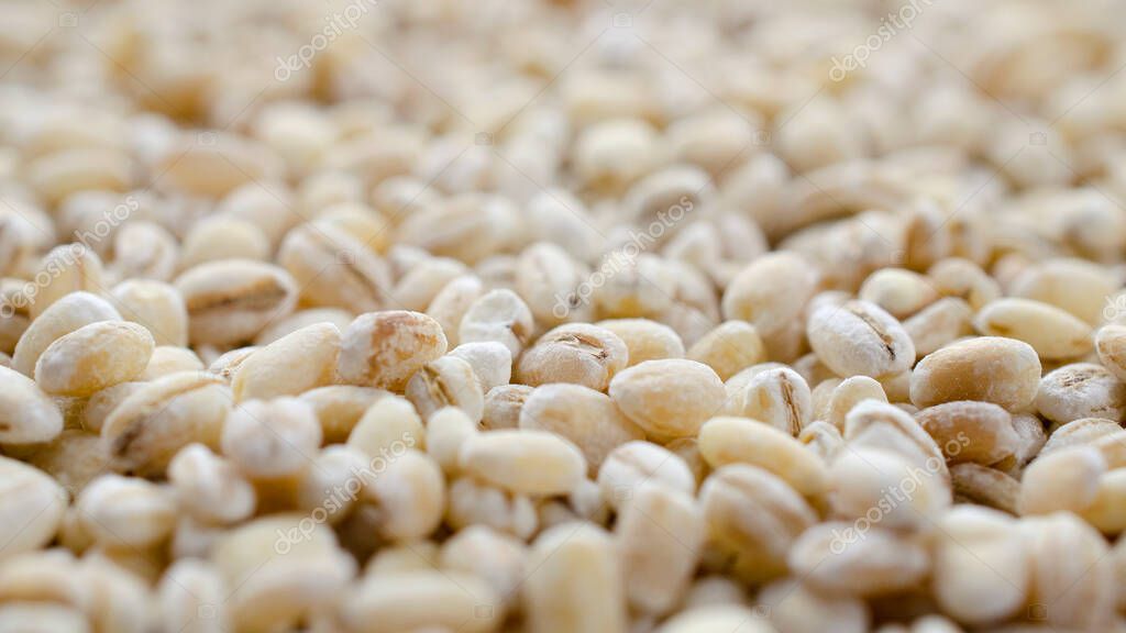 Fondo de cebada perla primer plano, vista superior. Primer plano de ...