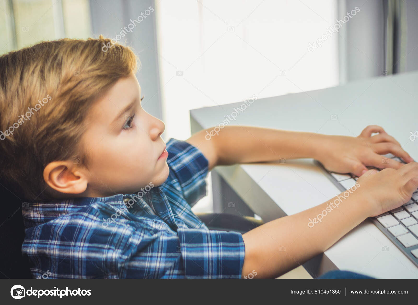 Small Kid Using Computer Typing Keyboard Stock Photo by ©LumineImages ...