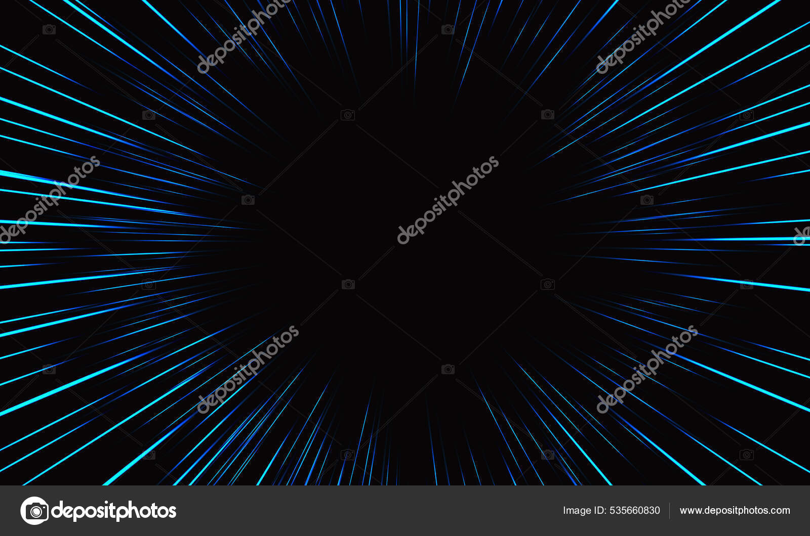 Abstract Blue Light Speed Zoom Black Background Technology Vector Stock ...