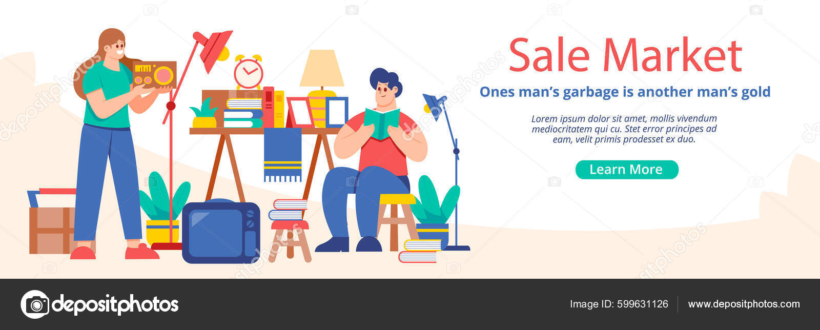 Hand Drawn Flea Market Design Template Vector Illustration Stock Vector ...