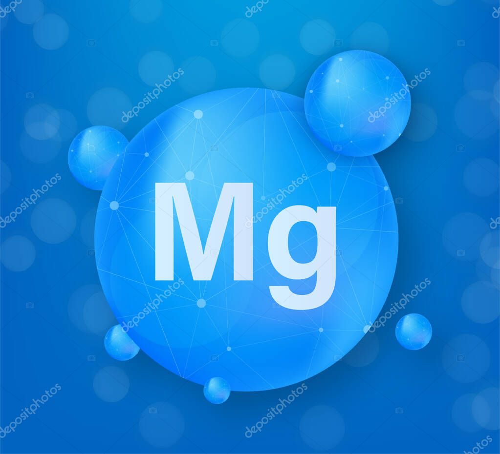 Magnesio azul sobre fondo blanco. Mineral de magnesio. Cápsula de ...