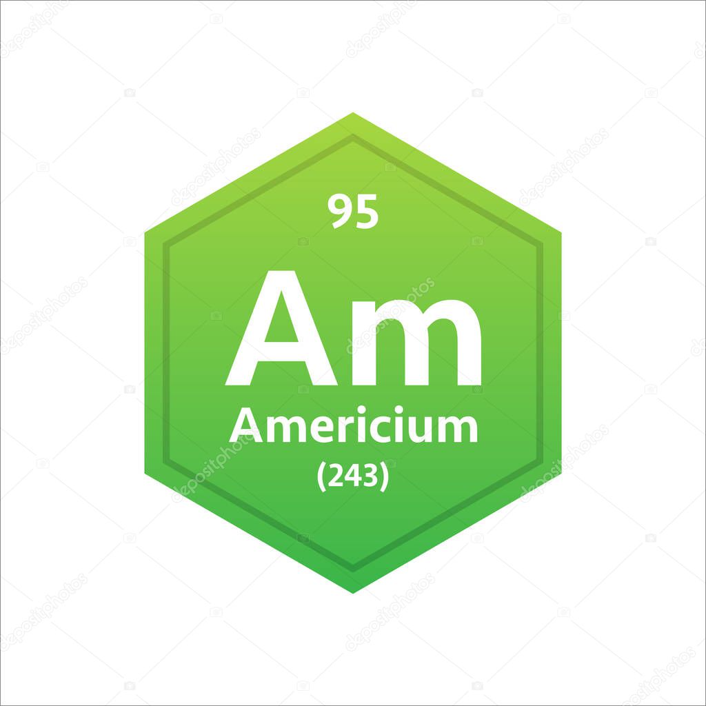 Símbolo americio. Elemento químico de la tabla periódica. Ilustración ...