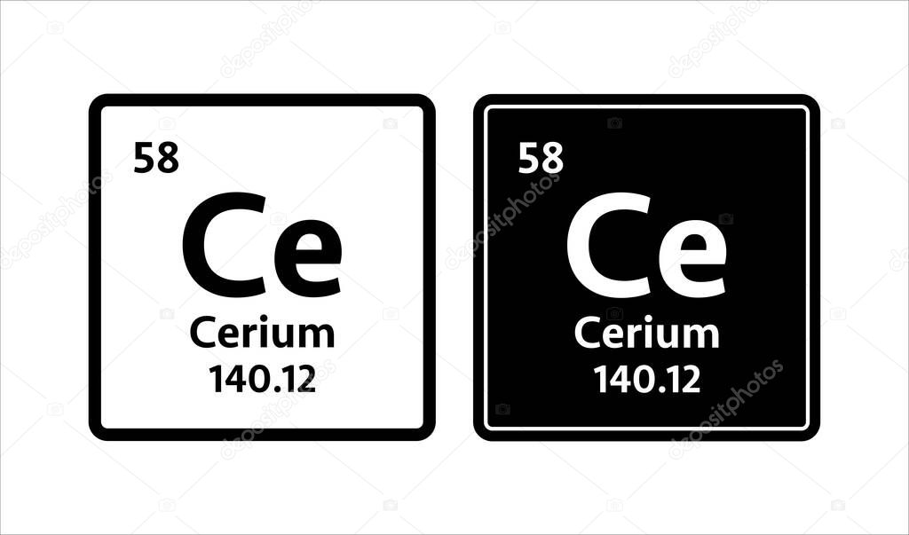 Símbolo de cerio. Elemento químico de la tabla periódica. Ilustración ...