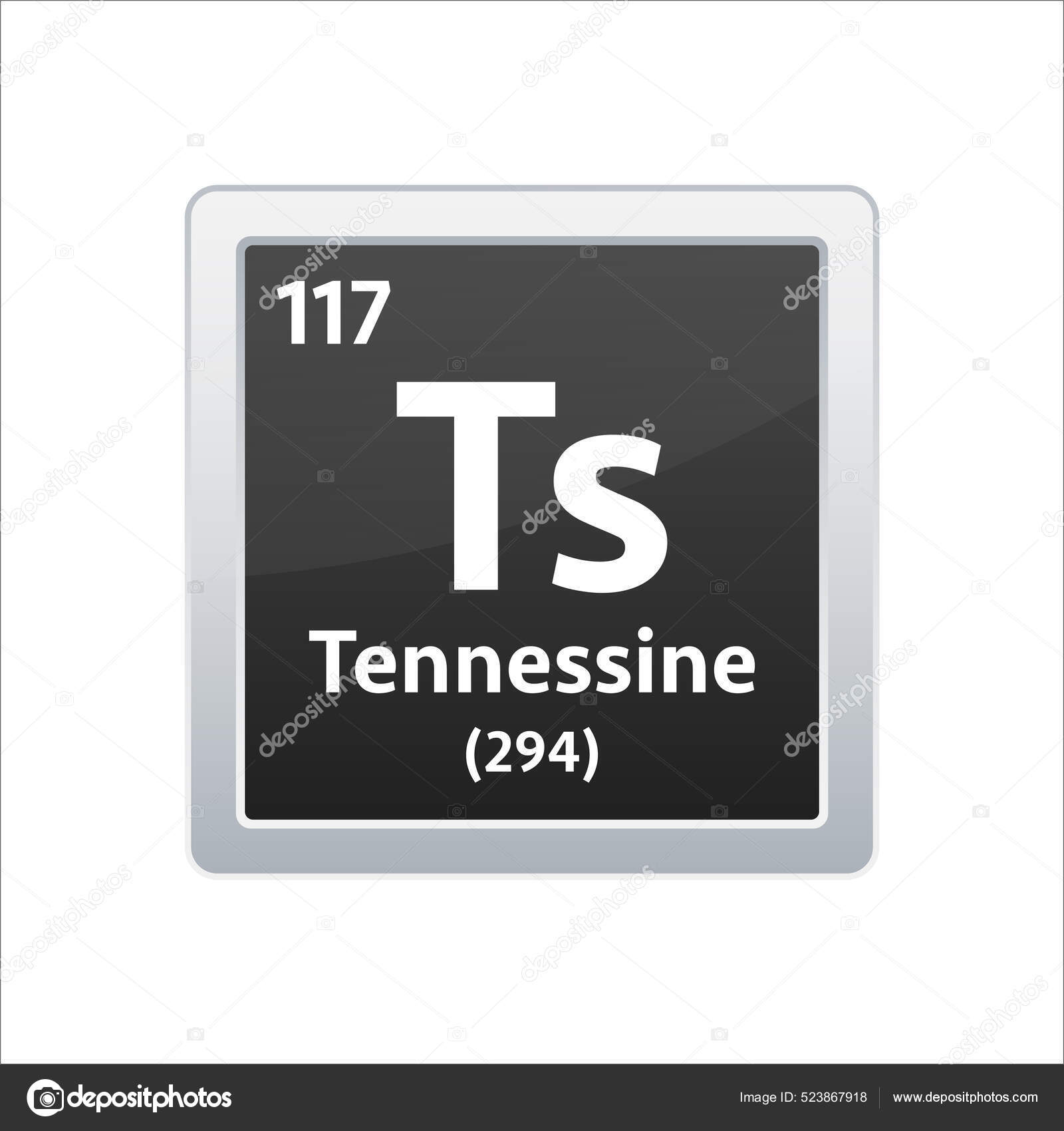 Tennessine symbol. Chemical element of the periodic table. Vector stock ...