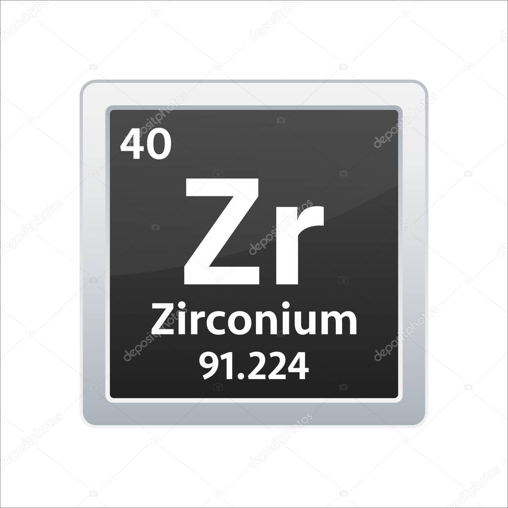 Un símbolo de circonio. Elemento químico de la tabla periódica ...