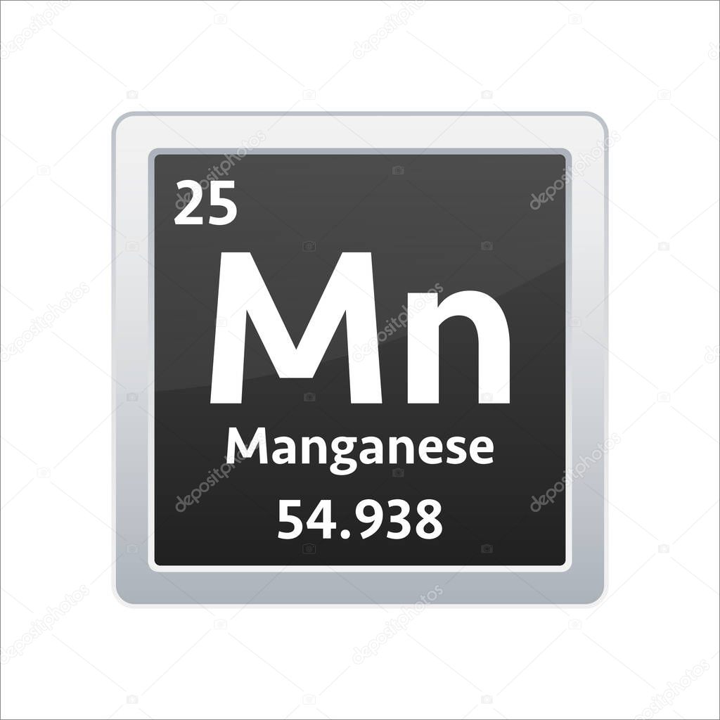 S mbolo manganeso. Elemento qu mico de la tabla peri dica. Ilustraci n de stock vectorial. 2024