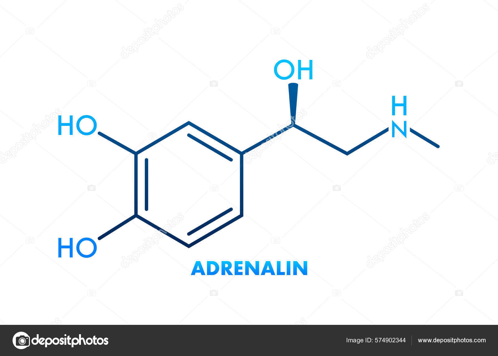 Adrenalina Adrenalina Molécula Neurotransmisor Epinefrina Fórmula ...