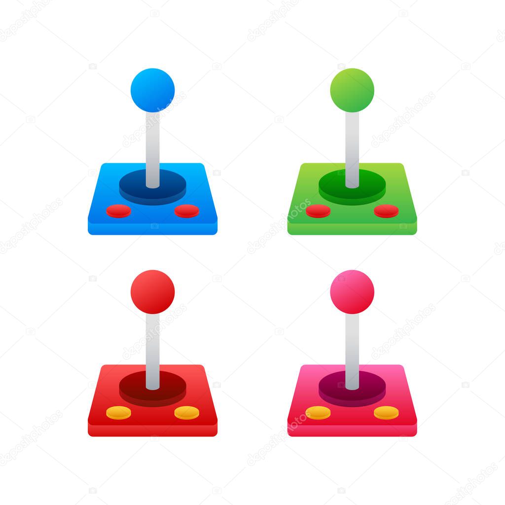 Set retro para el diseño de videojuegos. Icono plano vector de dibujos ...