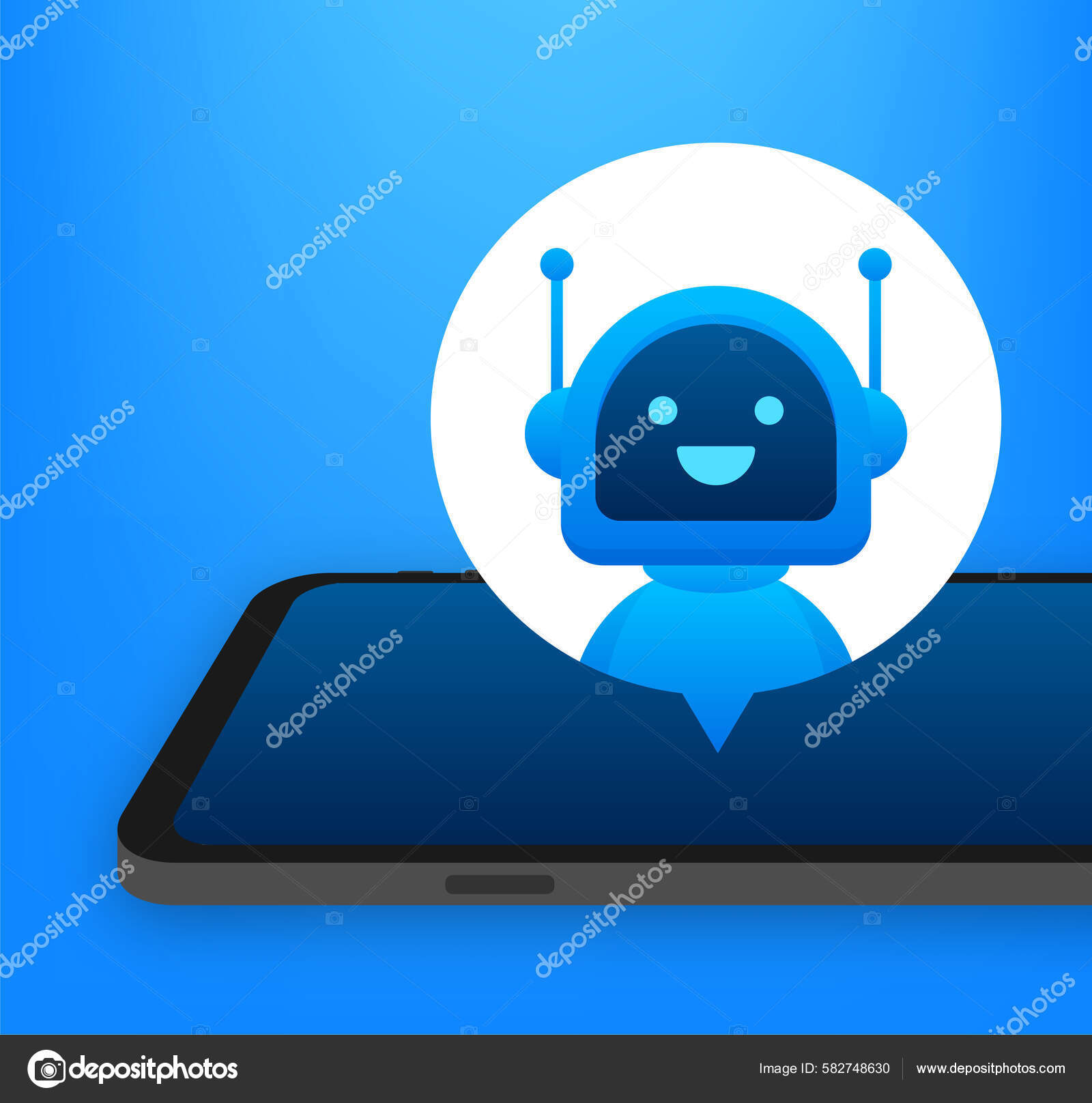 Chat Bot Using Smartphone Robot Virtual Assistance Website Mobile ...