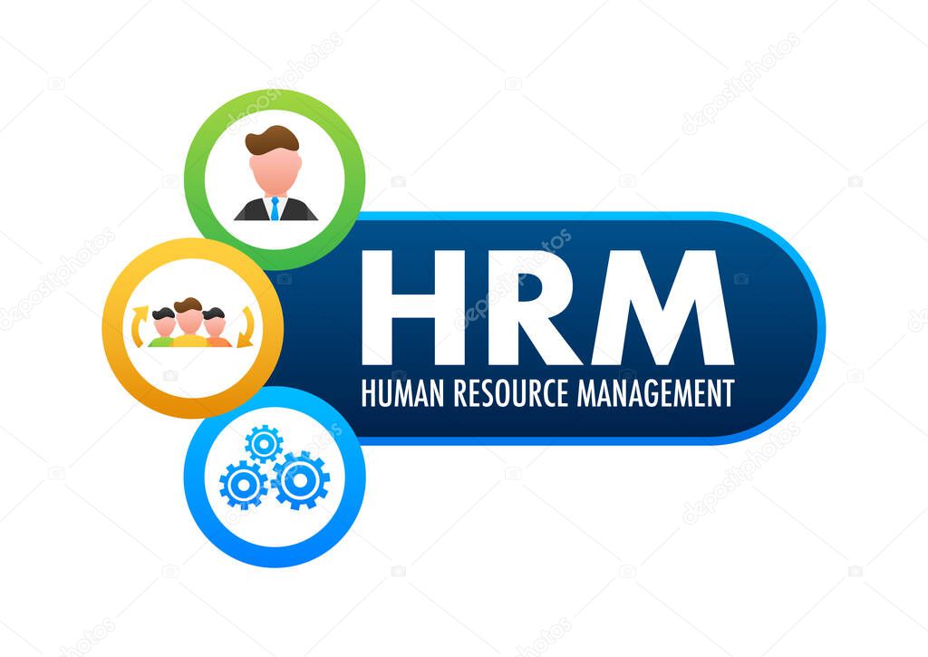 Icono de gestión de recursos humanos de HRM, insignia de etiqueta ...