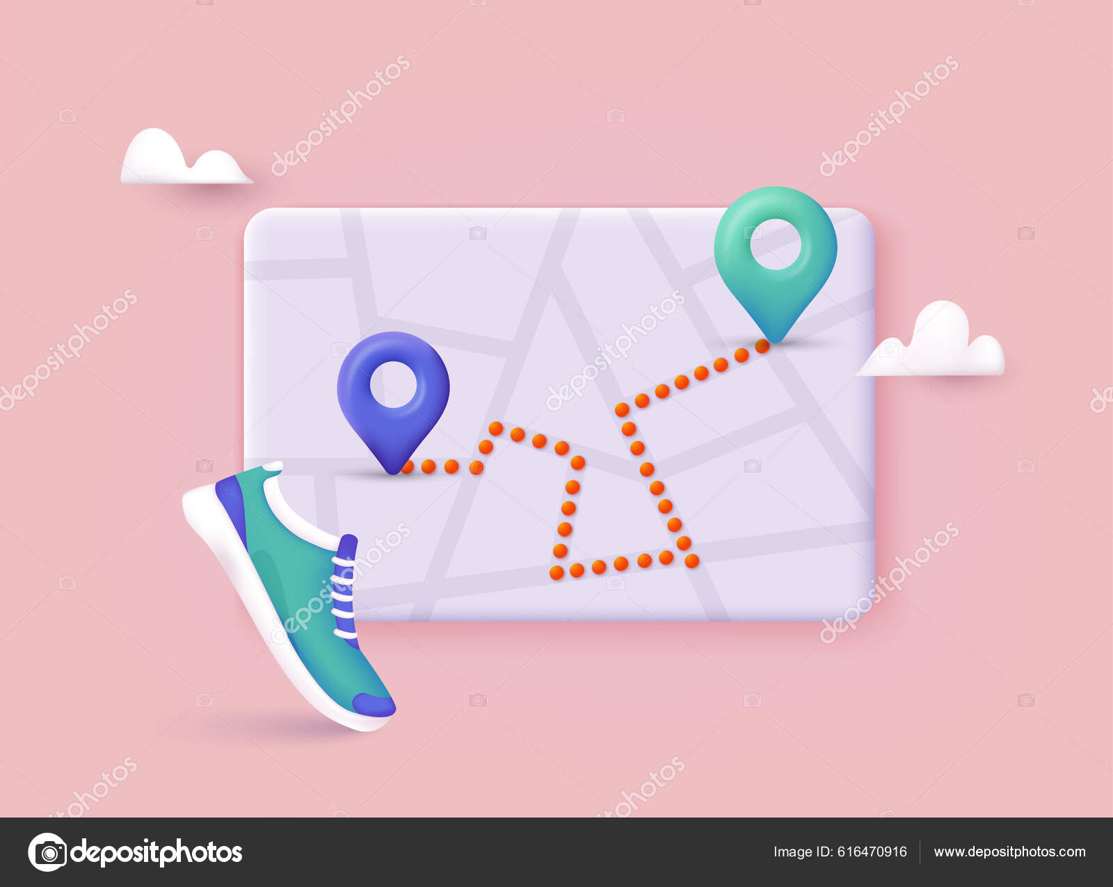 Aplikasi Dengan Trek Yang Ditampilkan Dengan Rute Vektor Fitness Rute ...