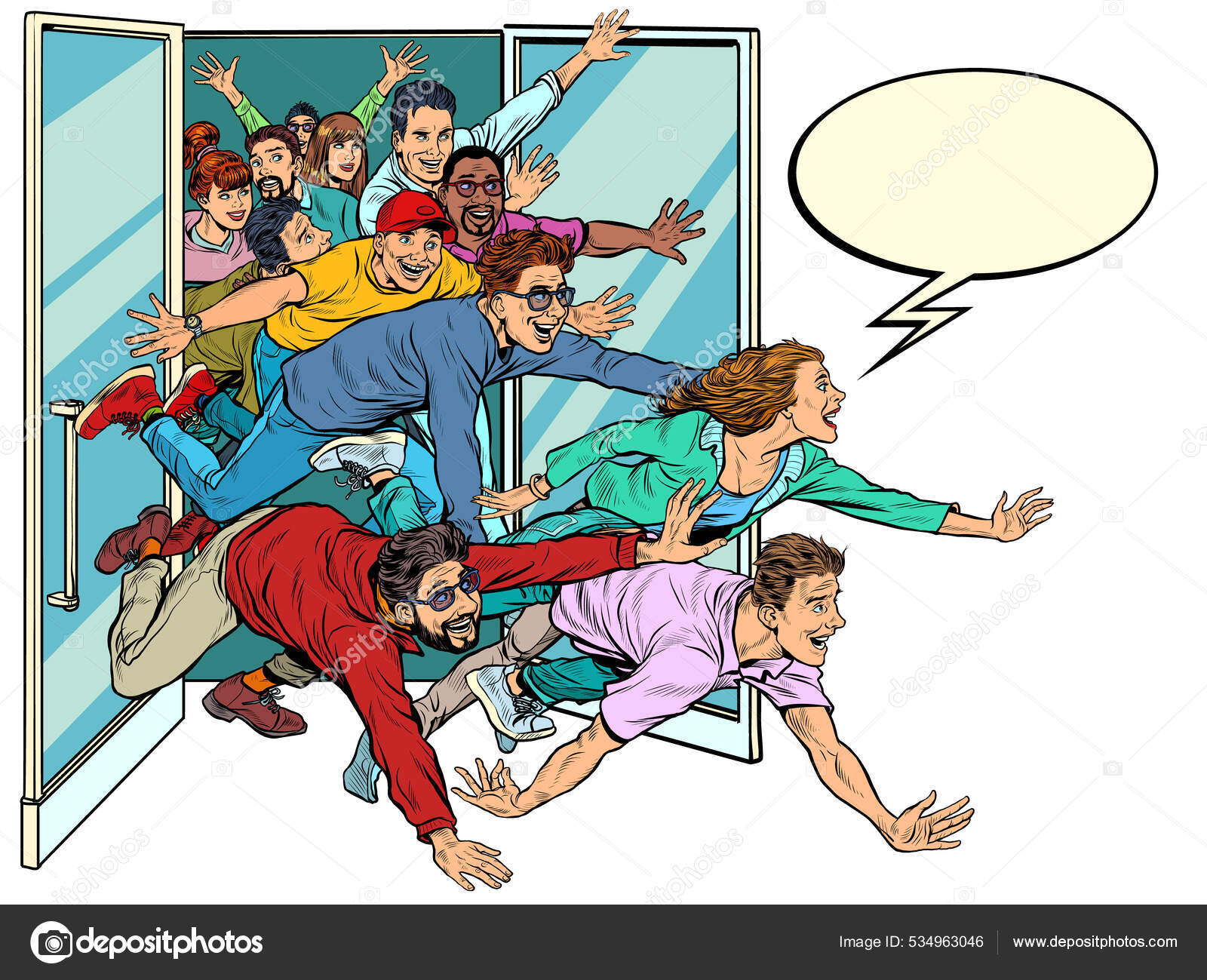 Scared Cartoon Crowd