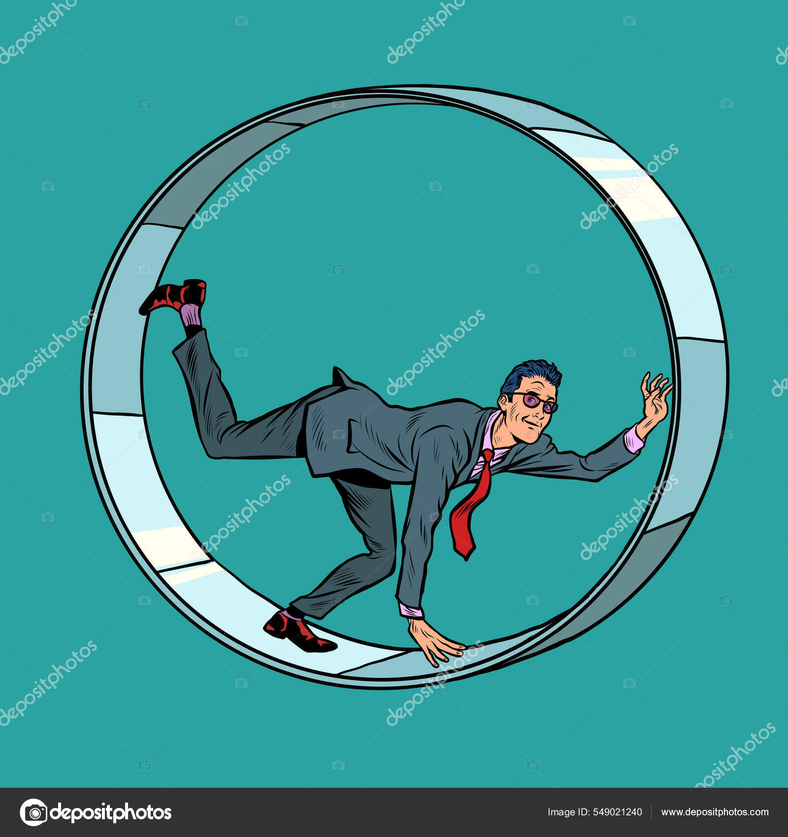 Businessman Squirrel Wheel Routine Monotonous Work Man Captivity His ...