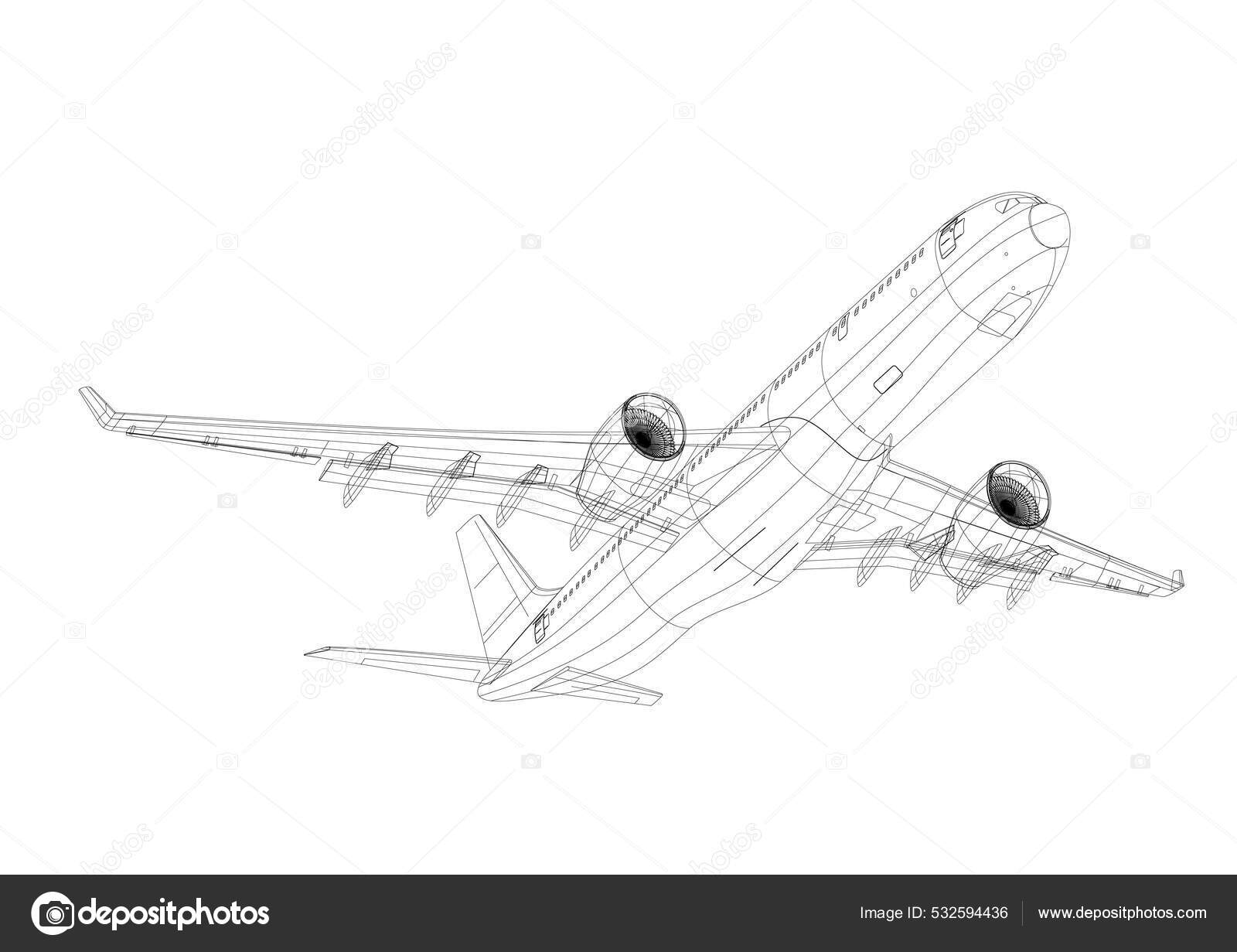 Dessin De Contour D'avion Contour Noir Vecteur Avion Sur Fond Blanc.