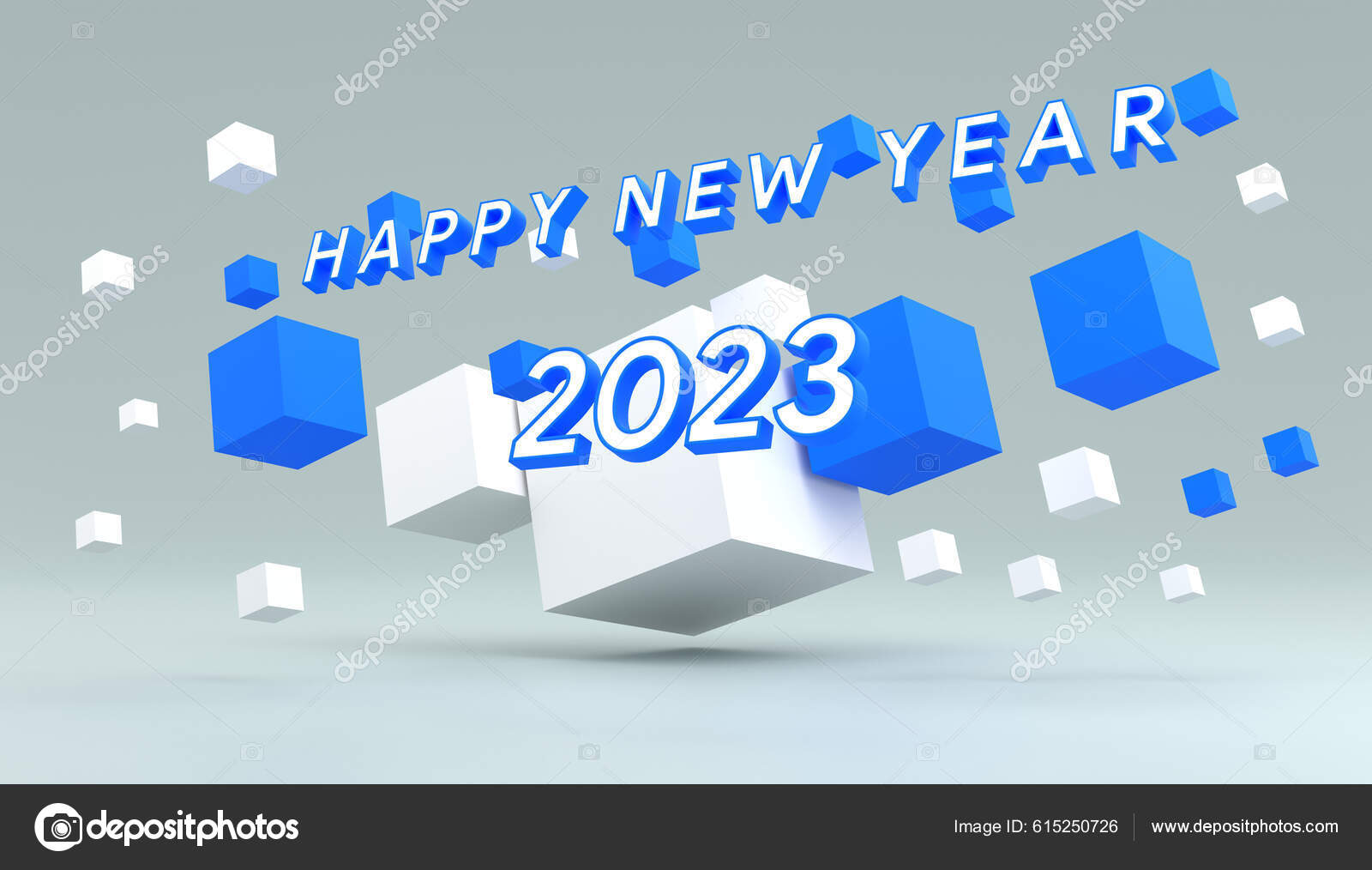 Happy New Year 2023 Text Abstract Background Render Illustration Cubes ...