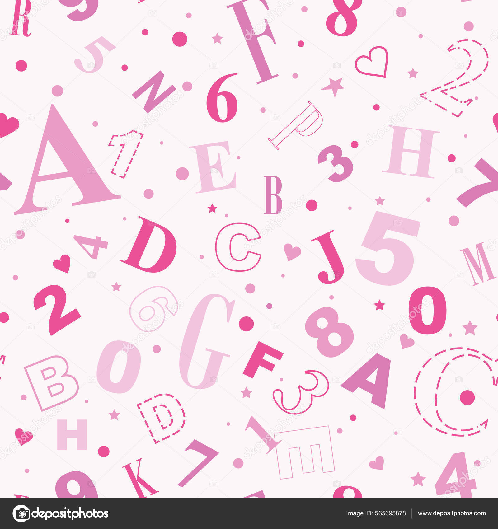 Números Letras Fondo Rosa Patrón Inconsútil Vector Vector de stock por ...