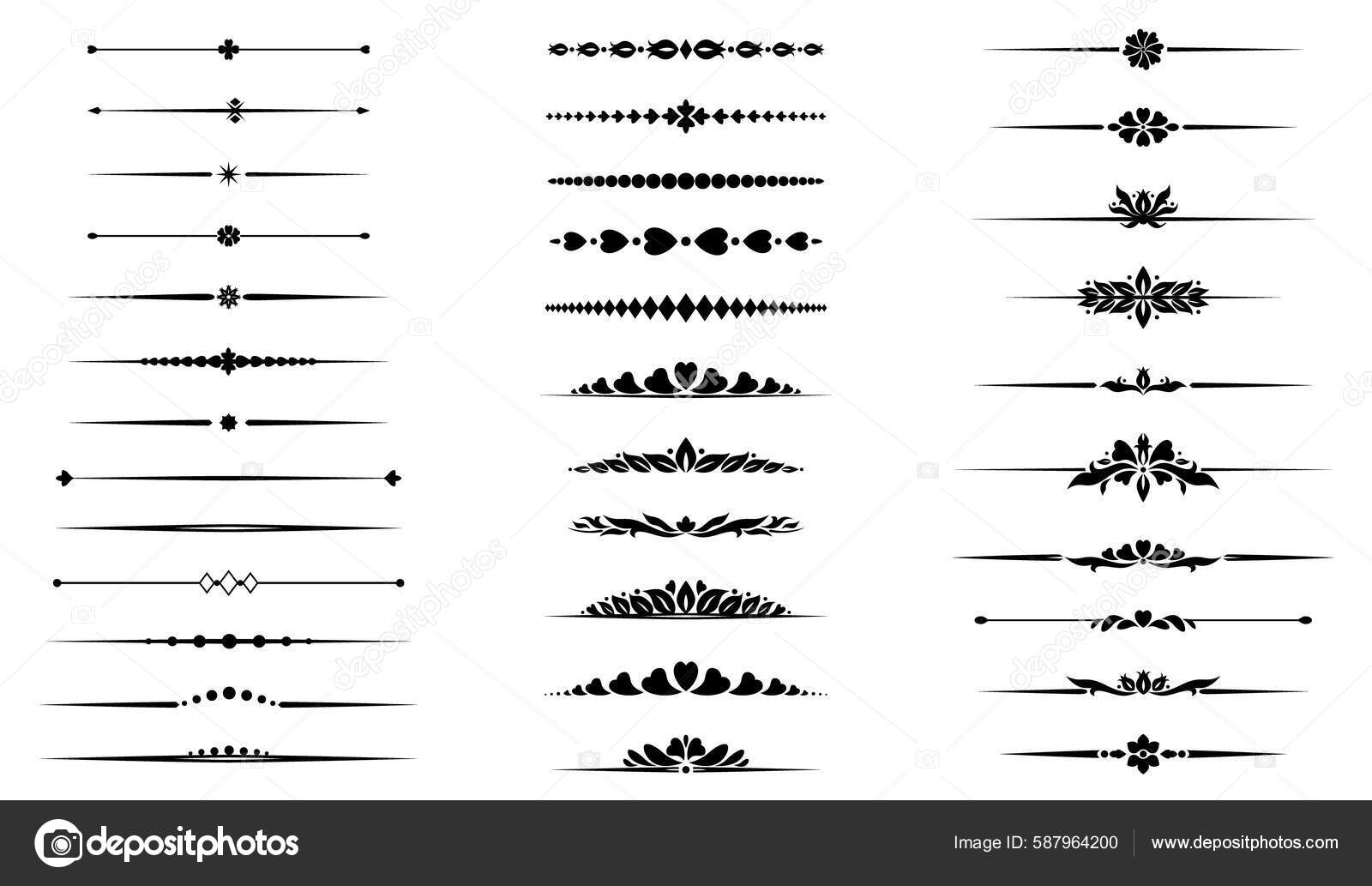 Text Separators Set Decorative Dividers Page Decors Black Design ...
