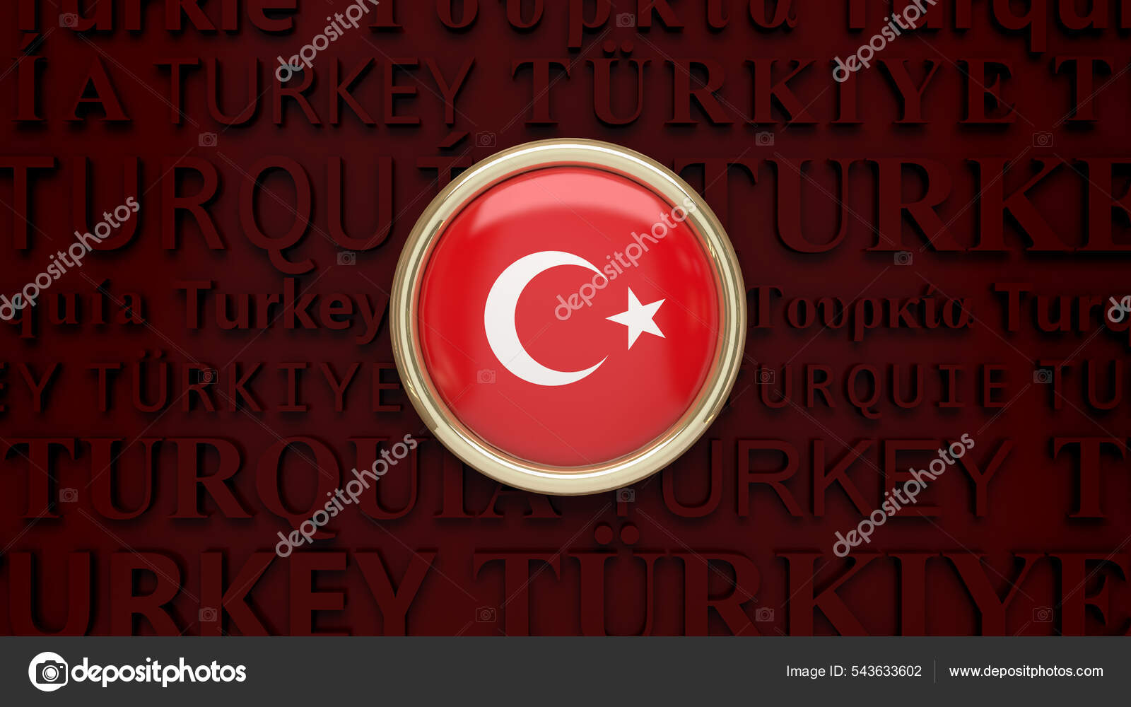 Rendering Badge Turkish Flag Black Background — Stock Photo ...
